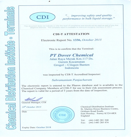 Penghargaan & Sertifikasi - Doverchemical